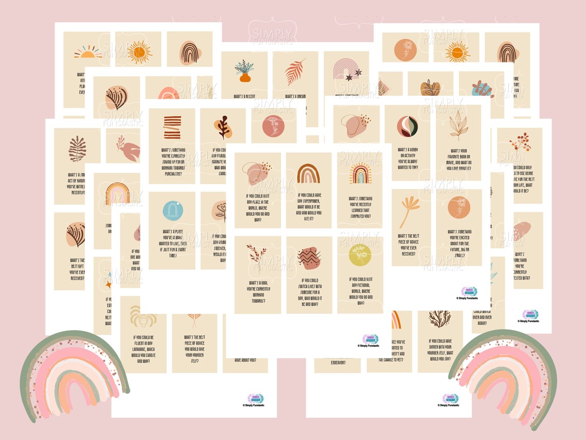 Boho Conversation Starter Cards: 90 Fun Discussion Questions (digital ...