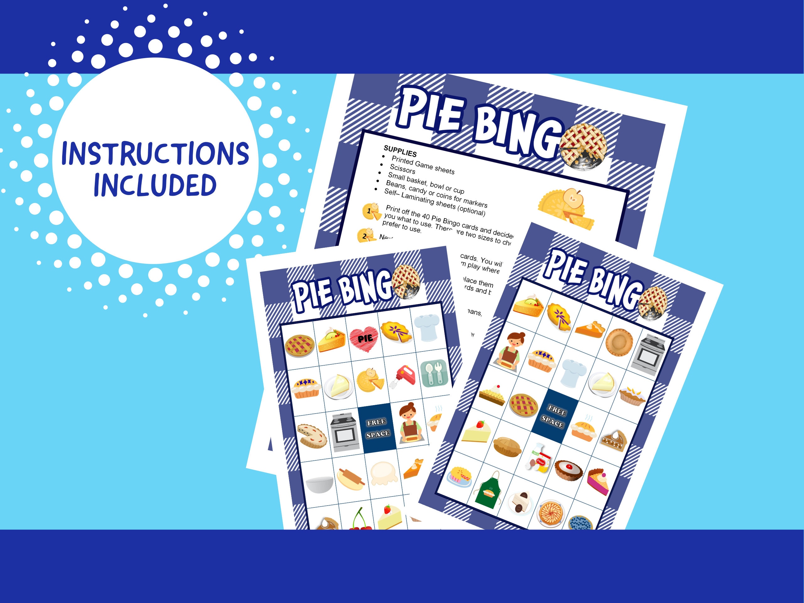 Pie Bingo | Pie Party Game | Pie Birthday Party | Pie Printable Game ...