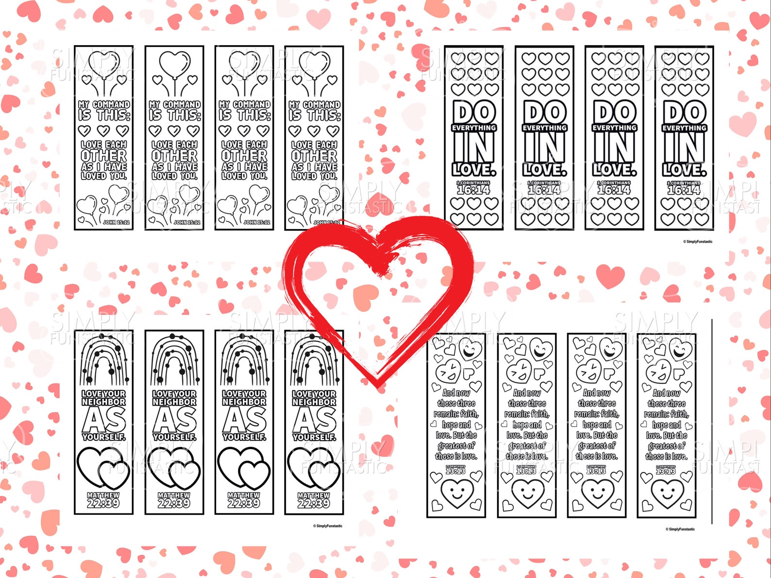 Color Your Bookmarks Love Bible Verses, Valentine Scripture Bookmarks ...