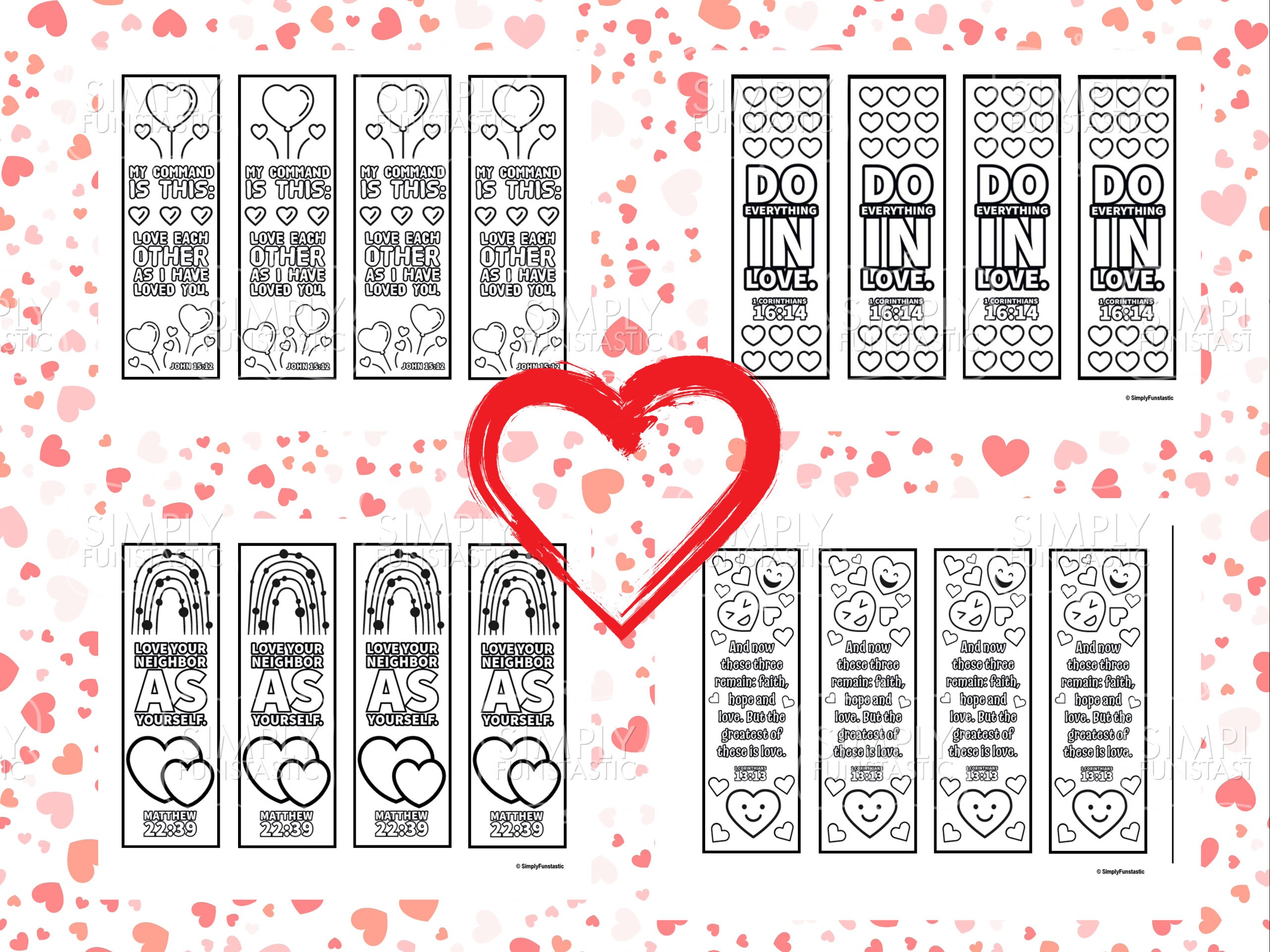 Color Your Bookmarks Love Bible Verses, Valentine Scripture Bookmarks ...