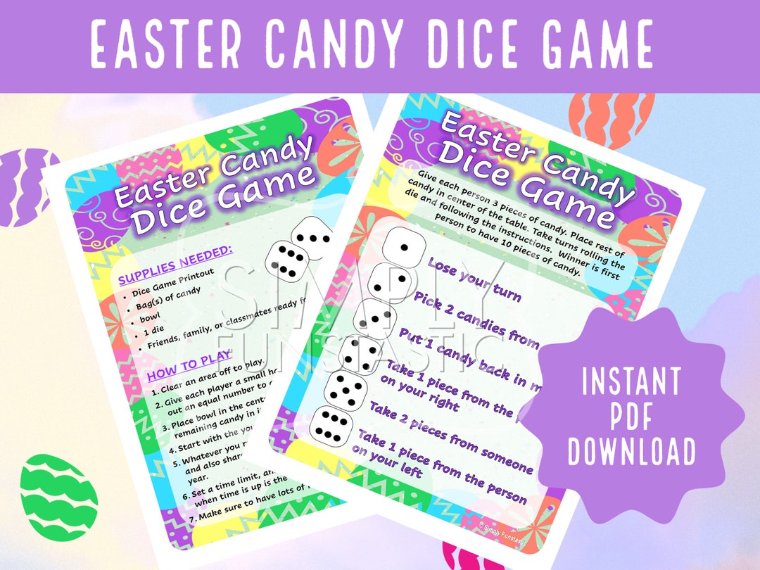 Easter Candy Dice Game Printable | Easter Game | Easter Activity ...