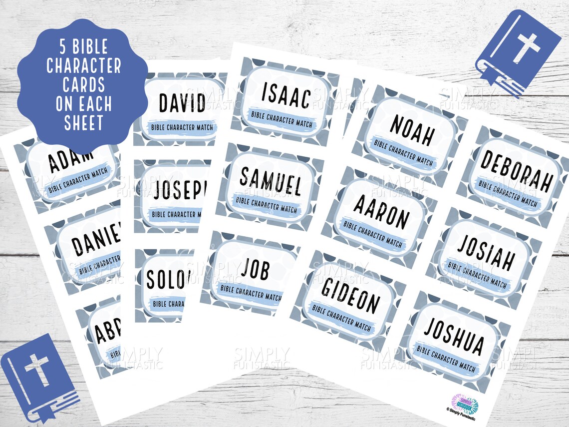 Old Testament Bible Character Match Card Game Instant - Etsy
