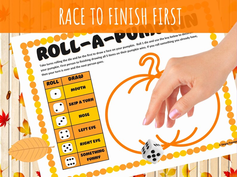 Roll a Pumpkin Game: Fall Halloween Party Activity (PDF) - Etsy