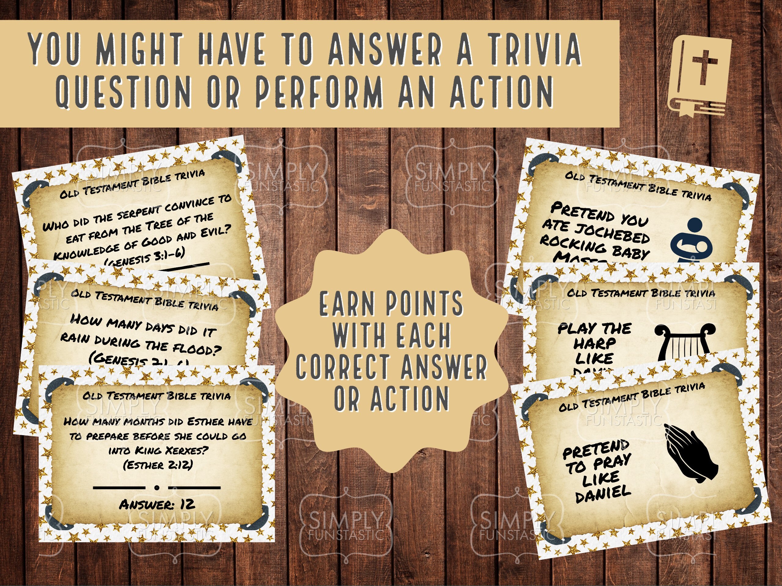 Old Testament Bible Trivia Action Game, Christian Trivia Printable ...