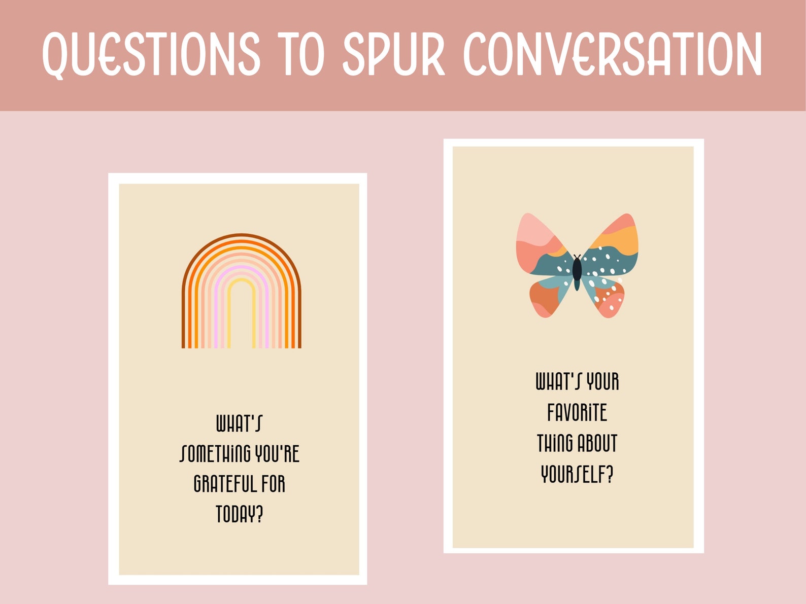 Boho Conversation Starter Cards: 90 Fun Discussion Questions (digital ...