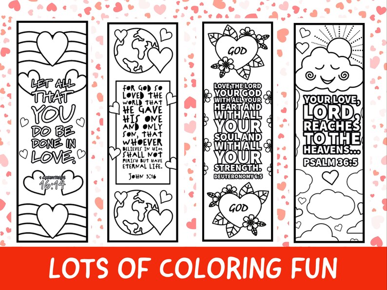 Color Your Bookmarks Love Bible Verses, Valentine Scripture Bookmarks ...