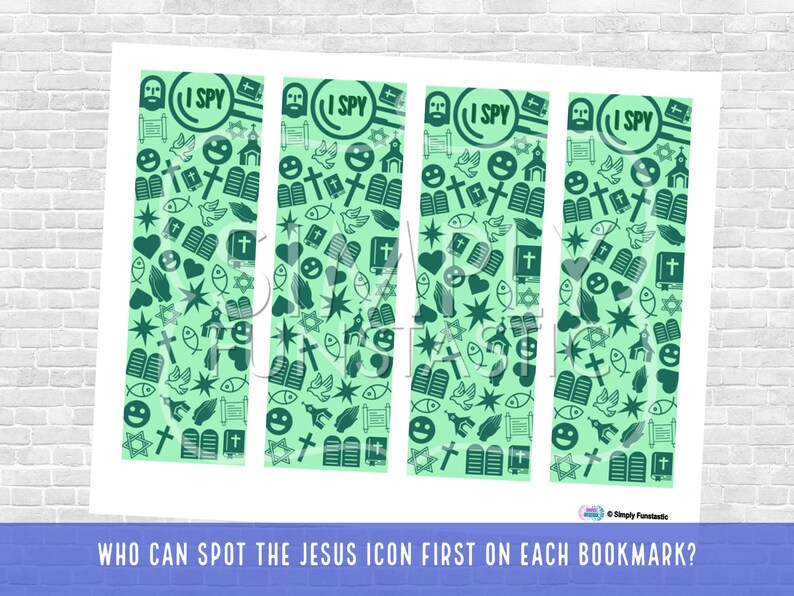 I Spy Bible Bookmarks Set of 4 Bible Game Sunday School Printable ...