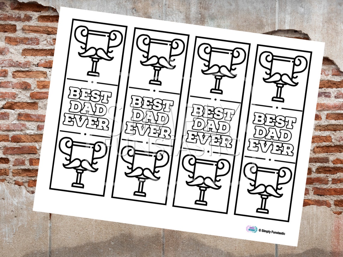 Father's Day Coloring DIY Bookmarks Set of 4 - Etsy