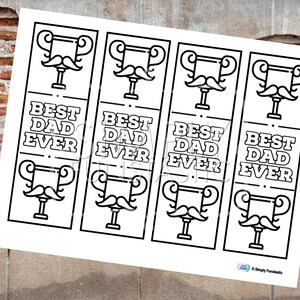 Father's Day Coloring DIY Bookmarks Set of 4 | Father's Day Gift ...