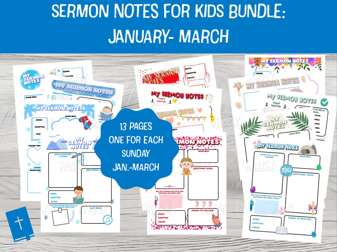 Sermon Notes for Kids Bundle, Children's Sermon Notes, Bible Study ...