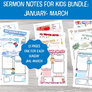 Sermon Notes for Kids Bundle, Children's Sermon Notes, Bible Study ...