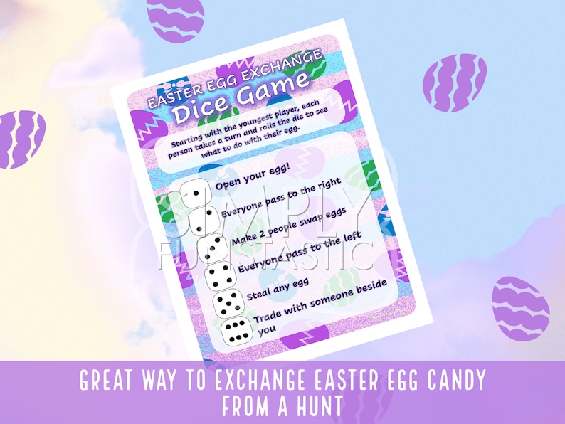 Easter Egg Exchange Dice Game Printable Easter Game Easter Party Game ...