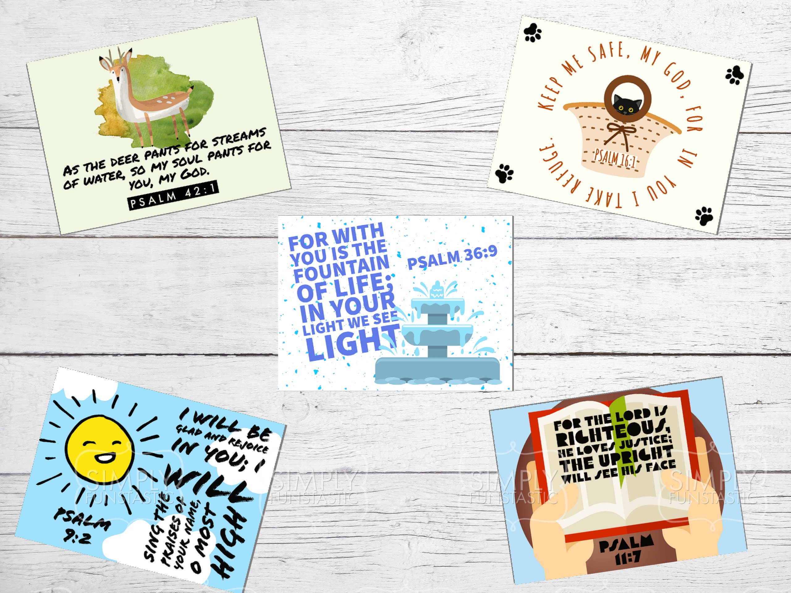 30 Kids Scripture Cards From Psalms Children's Memory - Etsy