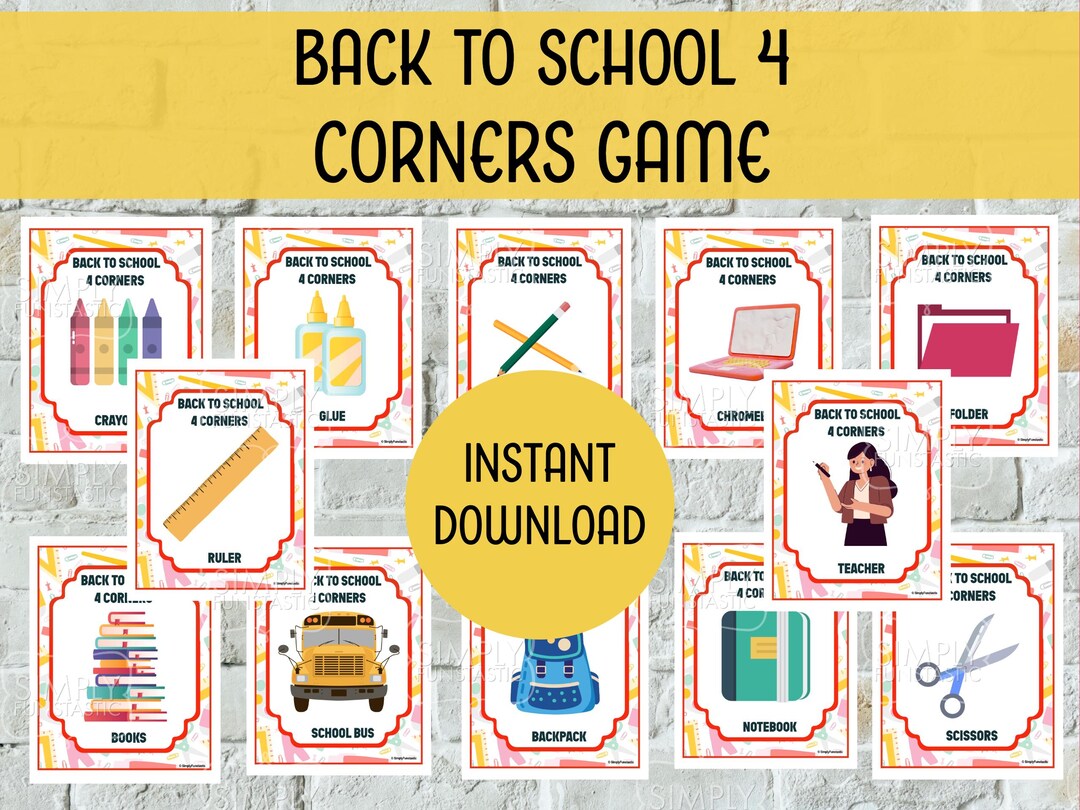Back to School 4 Corners Game, School Action Game, Printable Pick a ...