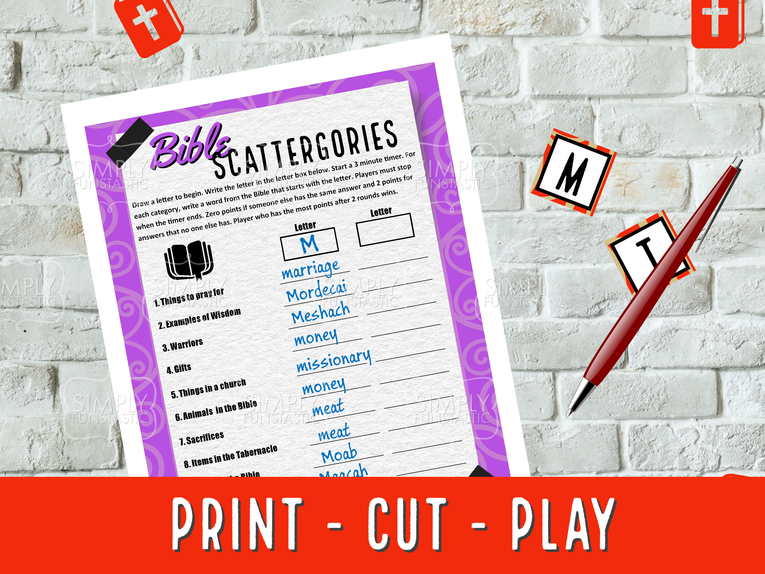 Bible Scattergories Game Bible Word Game Christian Game Church Game ...