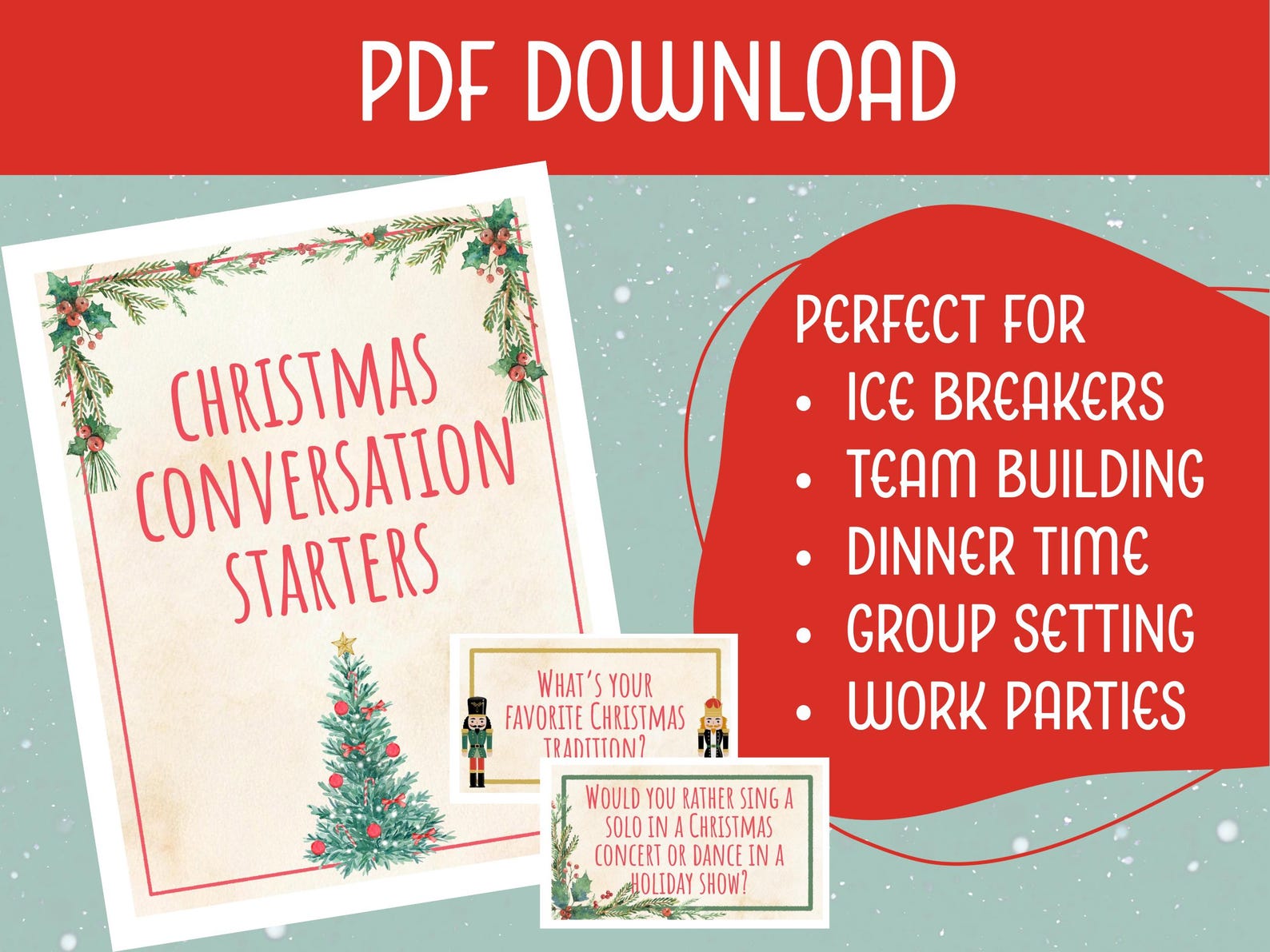 Christmas Conversation Starter Cards: 90 Holiday Dinner Table Topics ...