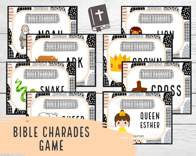 Bible Charades Cards Old Testament Game for Kids, Adults, Sunday School ...