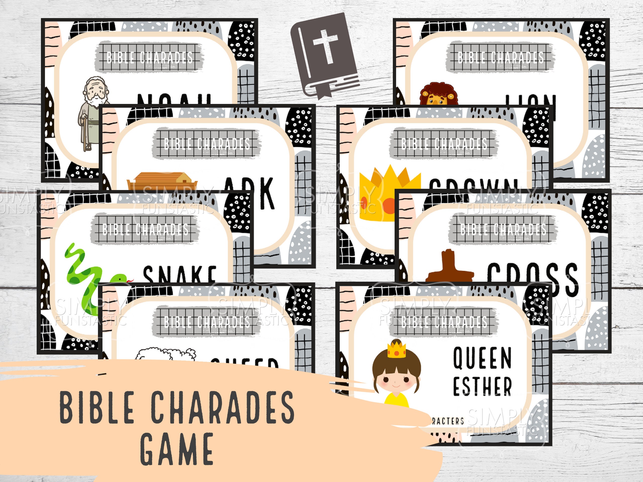 Bible Charades Card Game: Christian Family Fun (digital Download ...