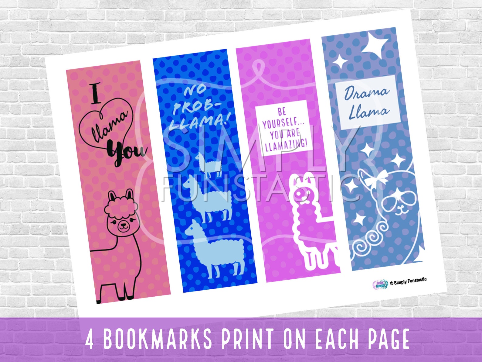 Llama Bookmarks Set of 4 | Llama Printable | 4 Different Designs ...