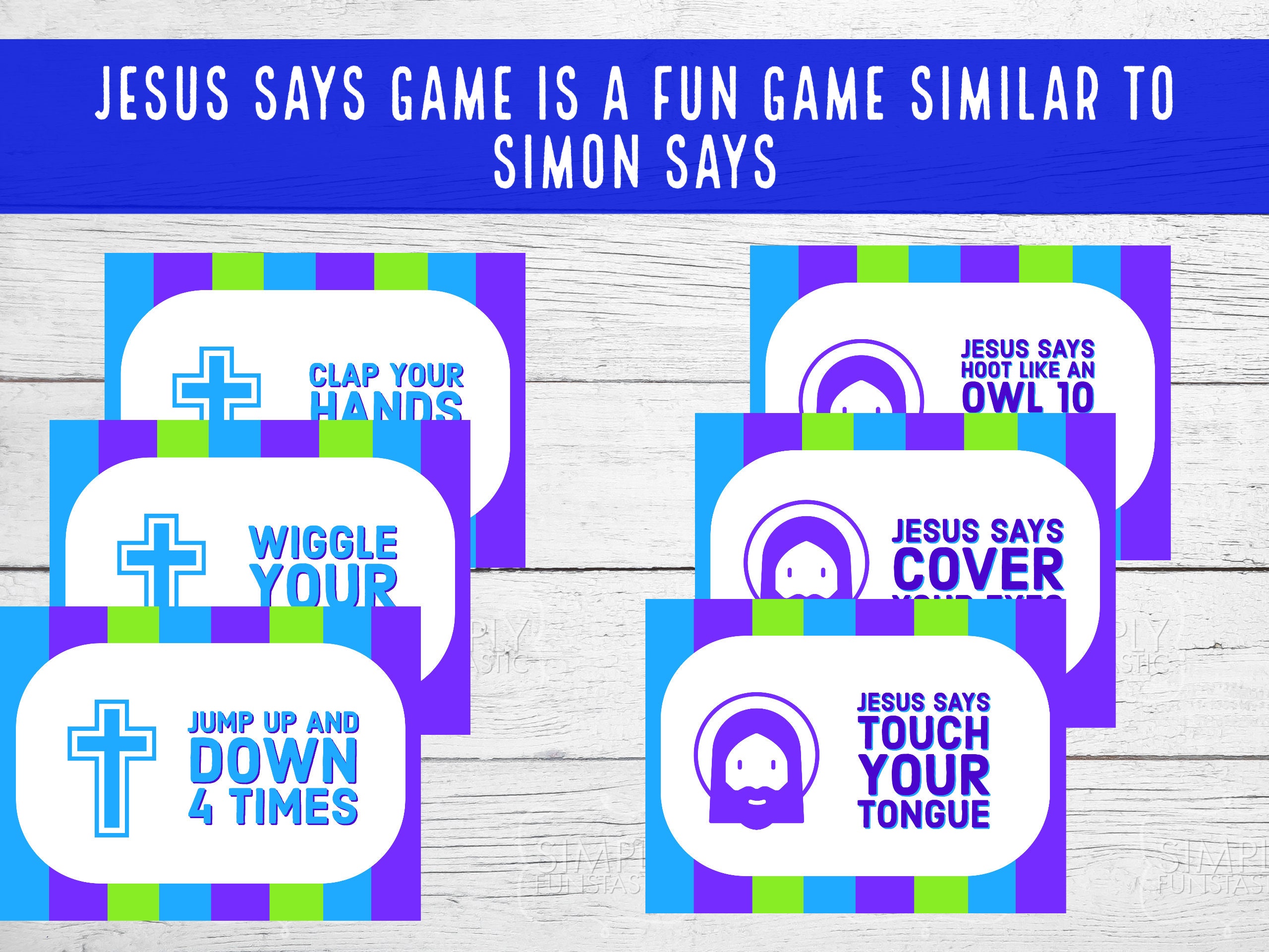 Jesus Says Game: 102 Christian Action Cards (download & Print) - Etsy