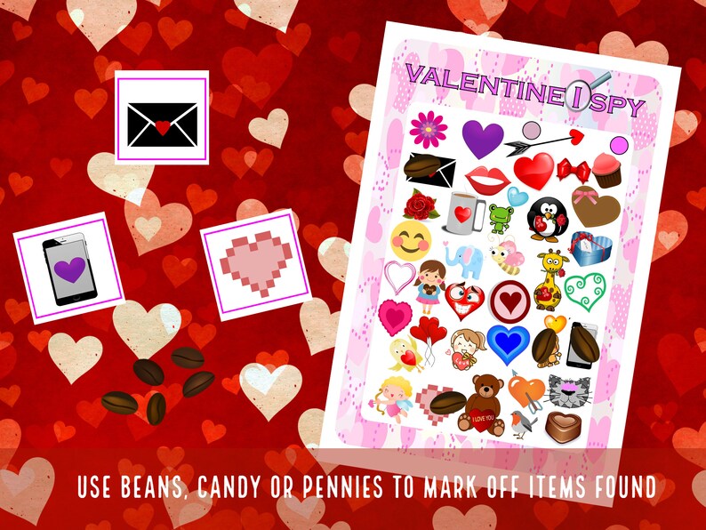 Classroom Valentine's Day I Spy Printable Instant Download Print ...