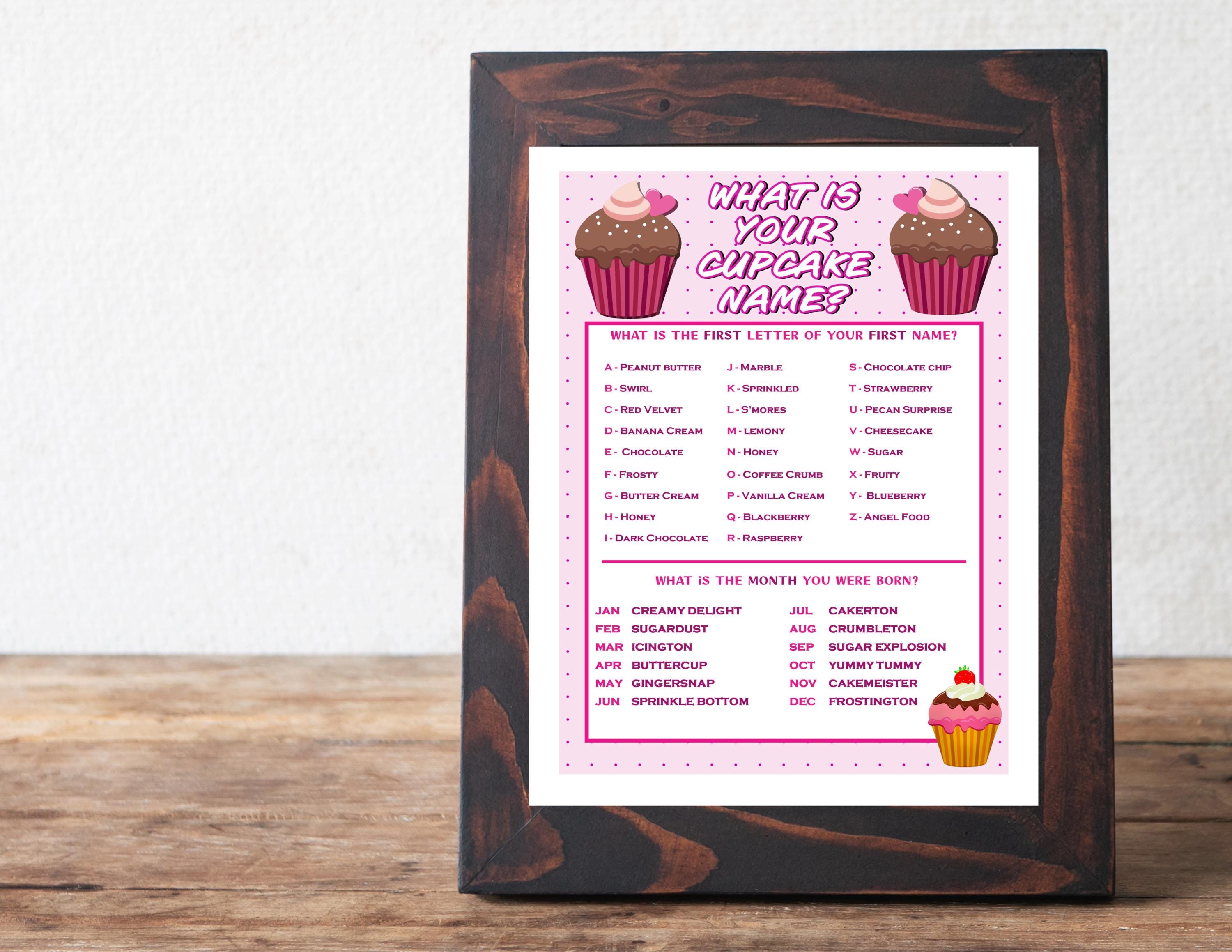 What is Your Cupcake Name? | Cupcake Game | Cupcake Name Tag | Cupcake ...