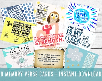 Printable Children's Bible Verse Memory Cards-set of 4-god's Love Theme ...