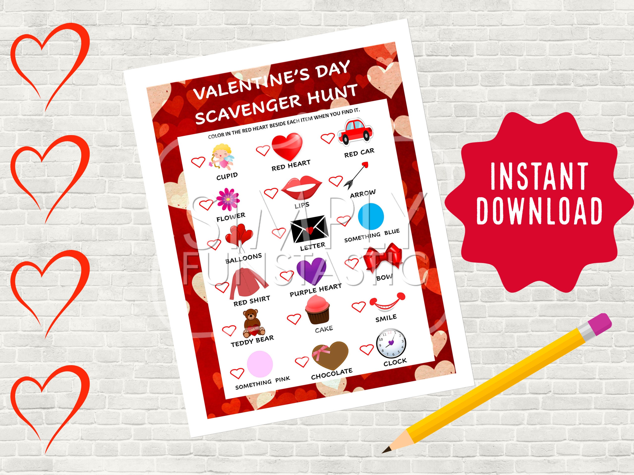 Valentine's Day Scavenger Hunt Instant Download Print Yourself 2 ...