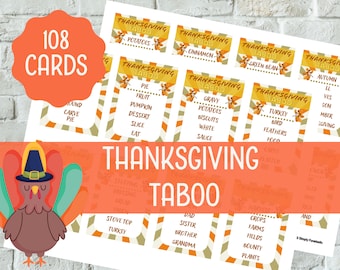 Thanksgiving Taboo Game Cards, Party Game, Printable Thanksgiving ...
