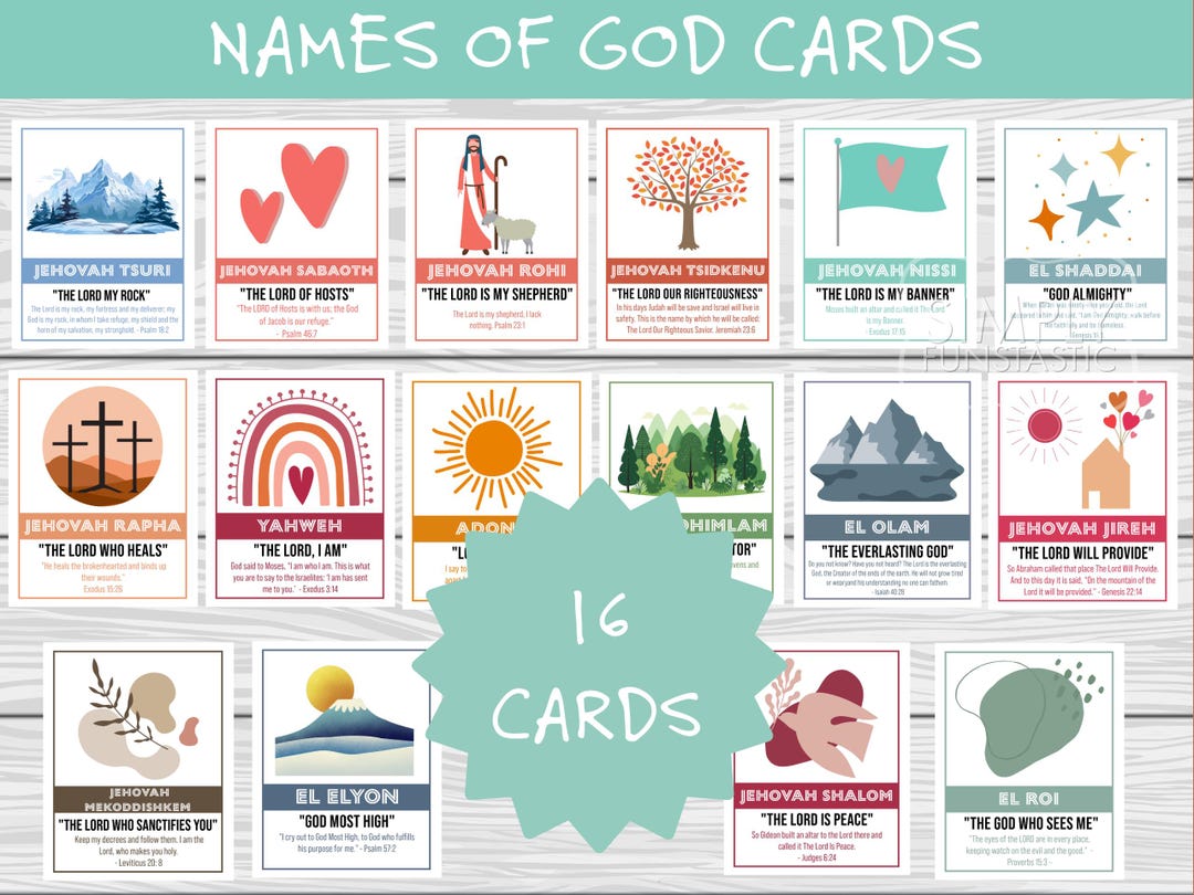 Names of God Scripture Flash Cards: Homeschool Printable (16 Cards) - Etsy