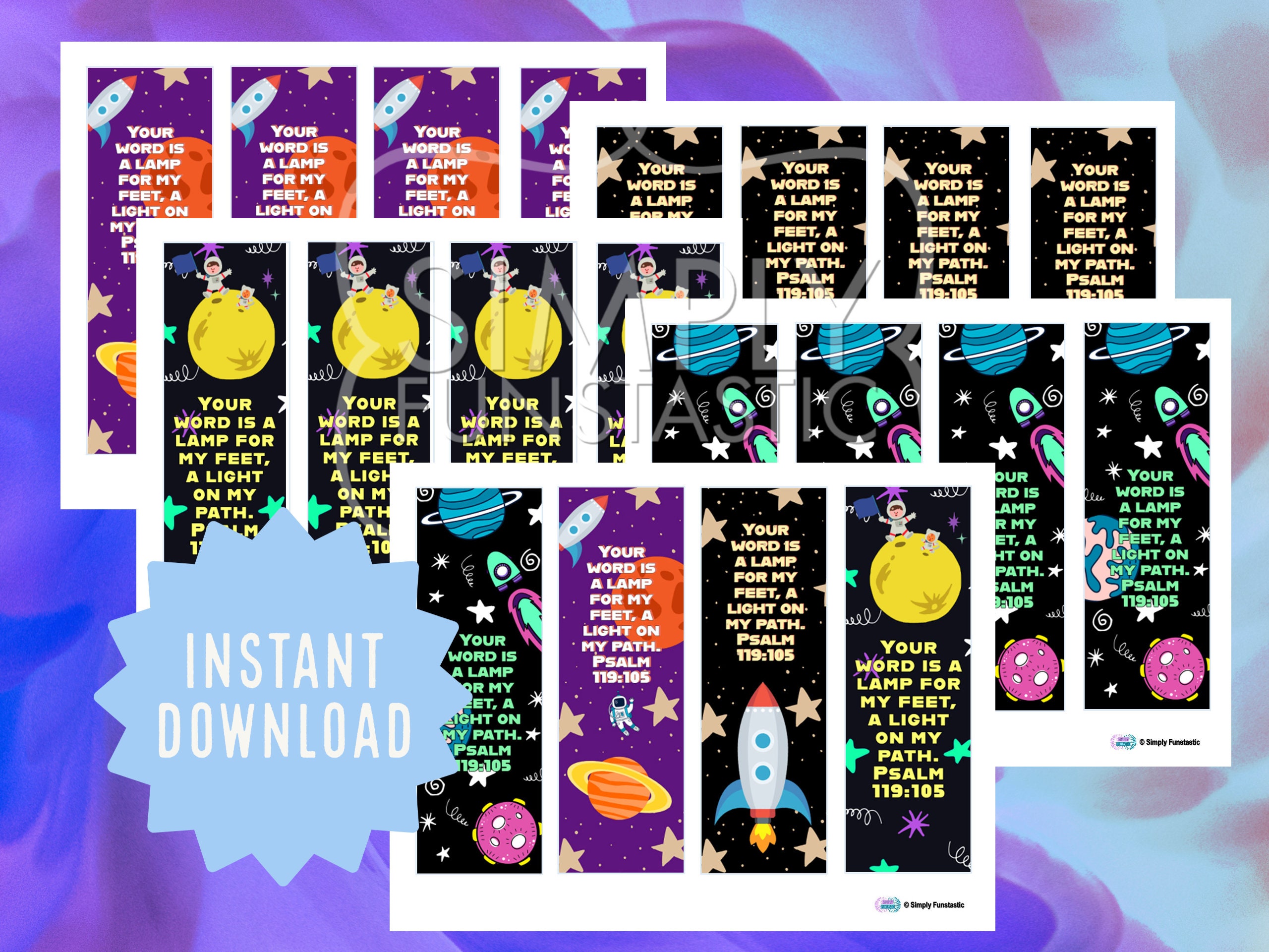 Children's Space Scripture Bookmarks Set of 4 | Outer Space Printable ...