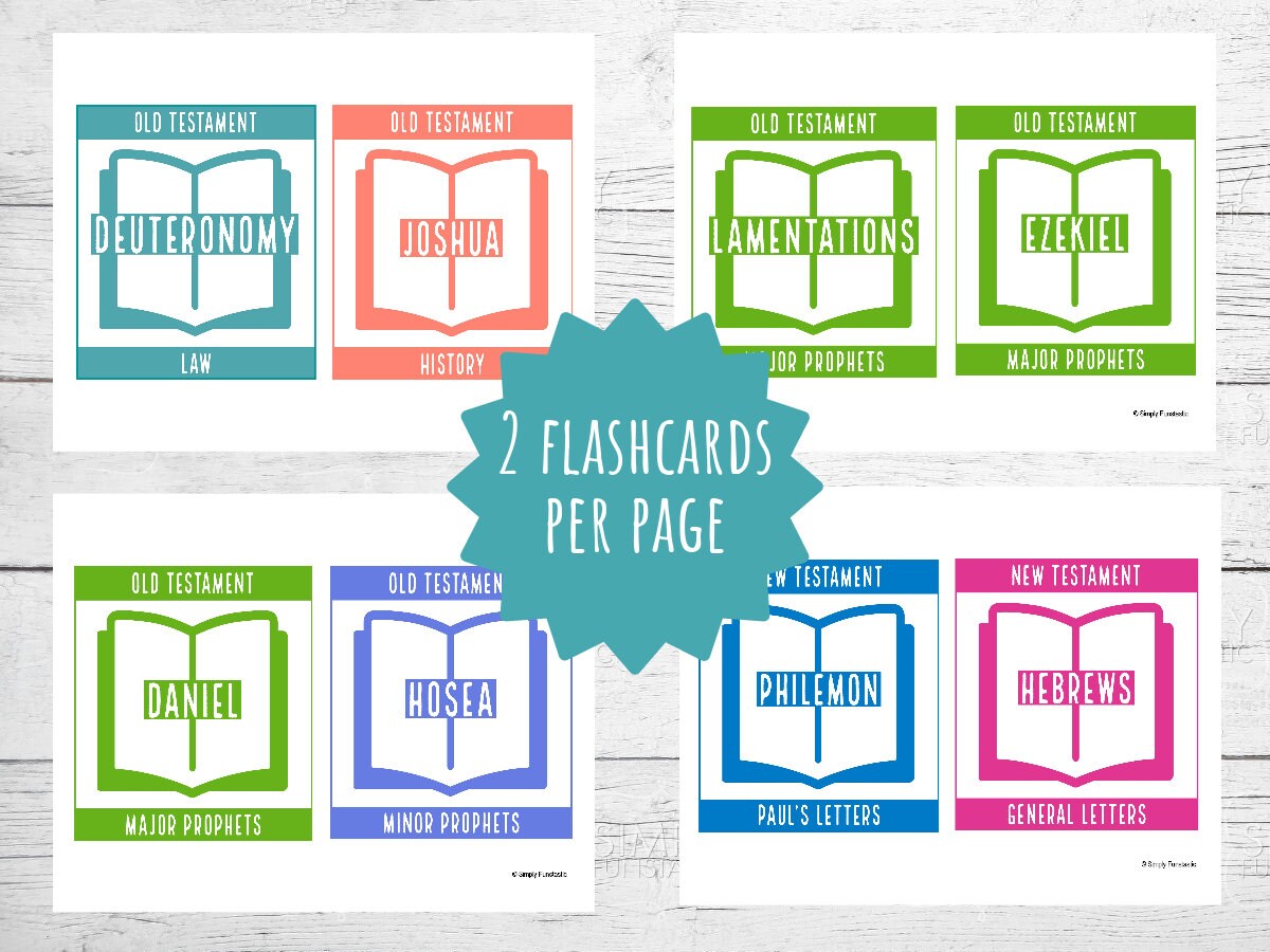 Large Books of the Bible Flashcards | Bible Printable | Sunday School ...