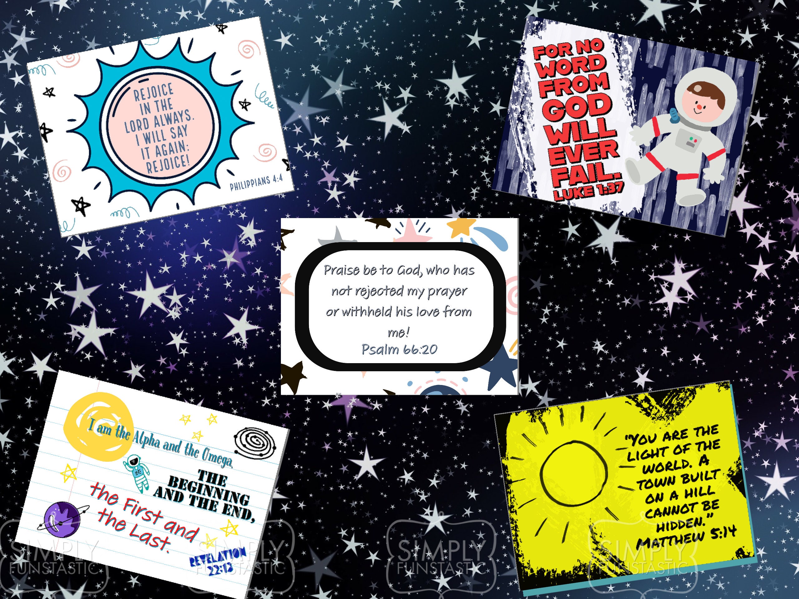 30 Outer Space Kids Scripture Cards children's Memory Verse Cards Bible ...