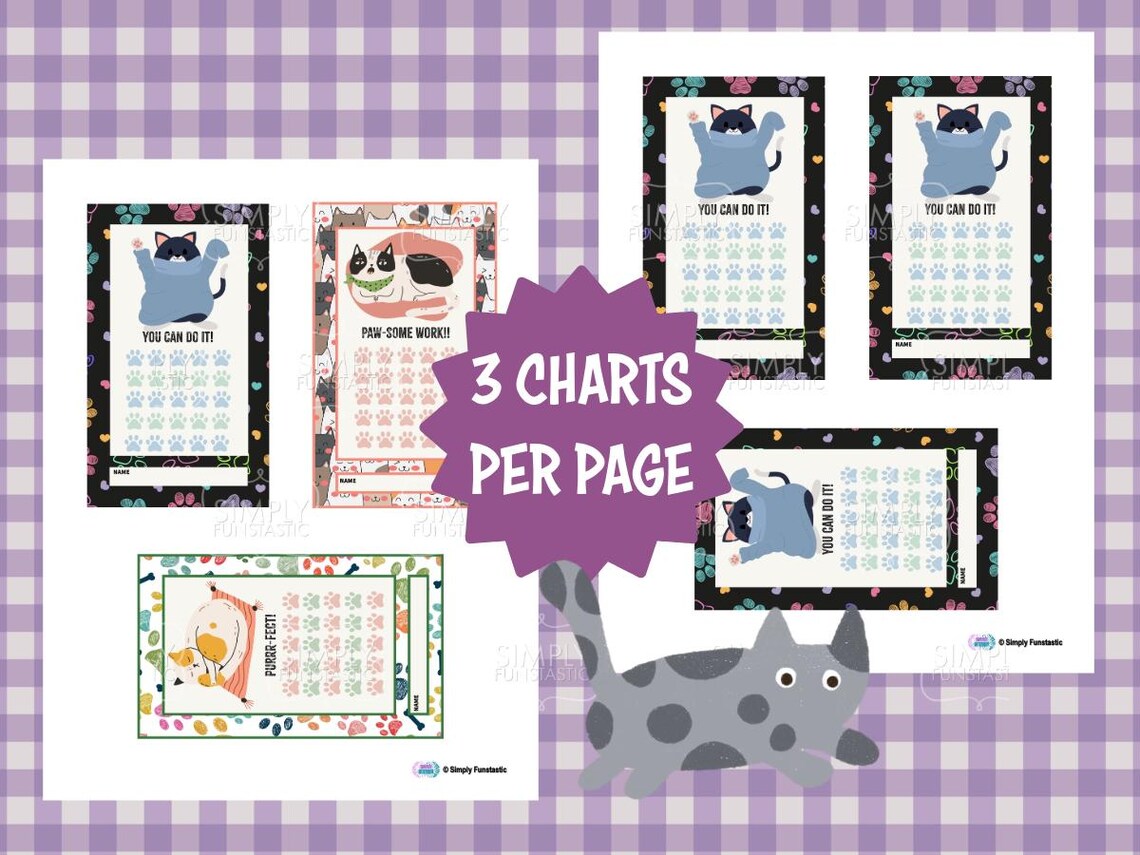 Whimsical Cat Classroom Incentive Charts | Kids Reward System ...