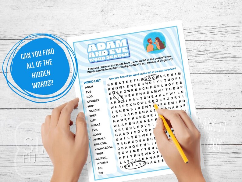 Adam and Eve Bible Activity Pages: Sunday School Printables (PDF) - Etsy