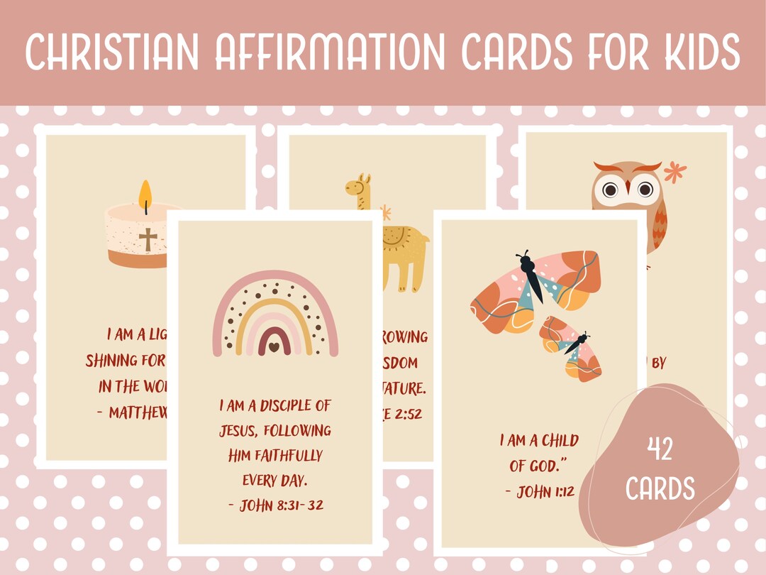 Positive Affirmation Cards for Kids - Scripture-based Bible Verses ...