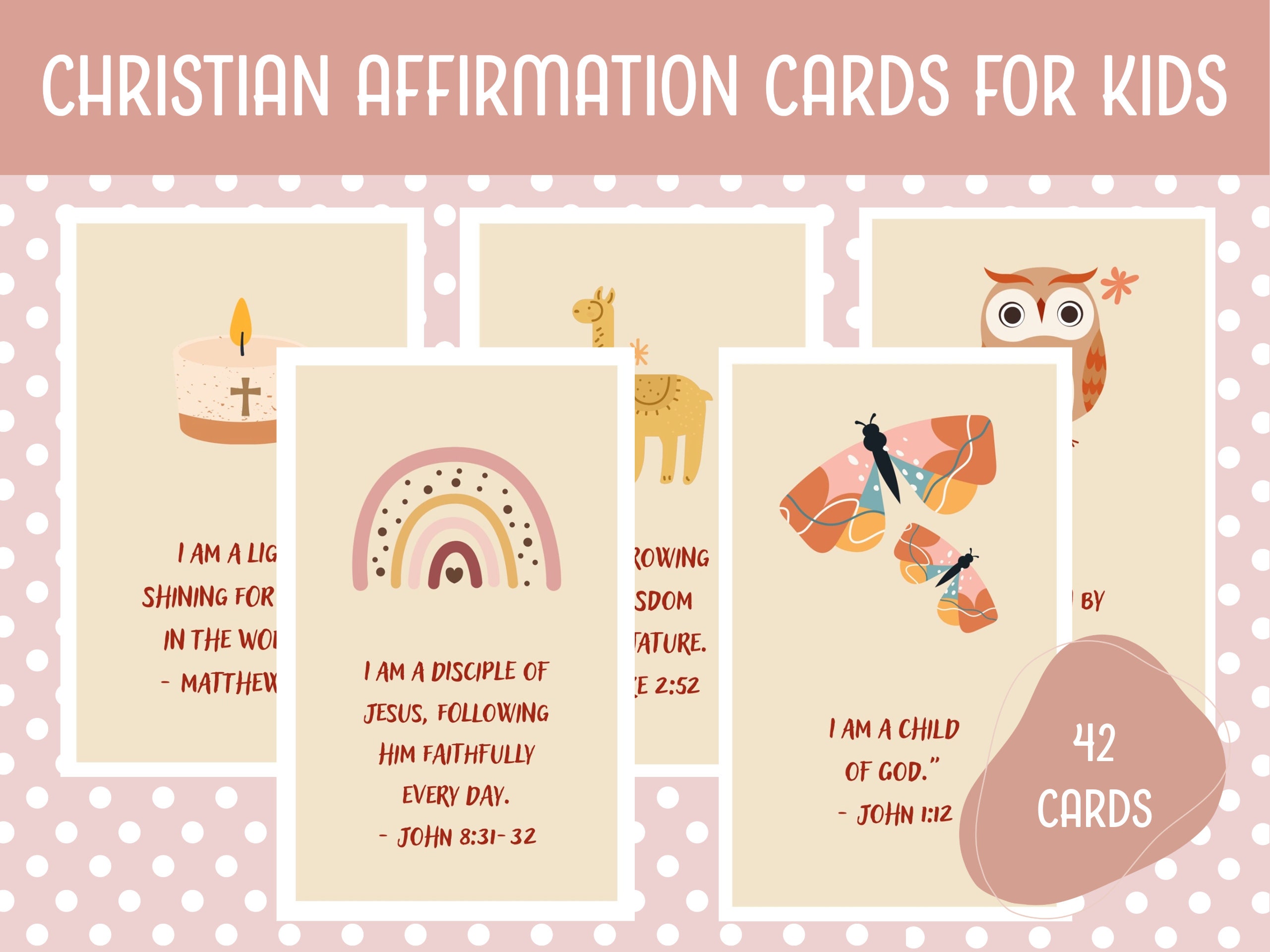 Positive Affirmation Cards for Kids, Bible Affirmation Cards, Scripture ...