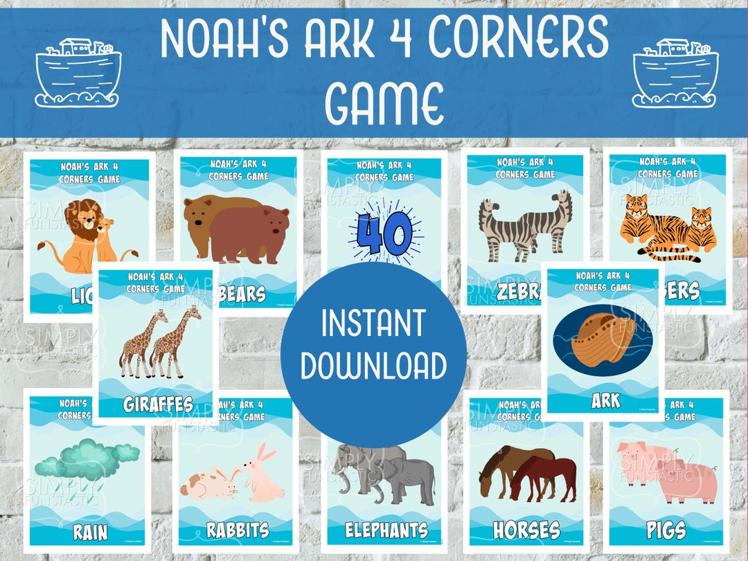 Noah's Ark 4 Corners Game - Printable Church Activity, Bible Lesson ...