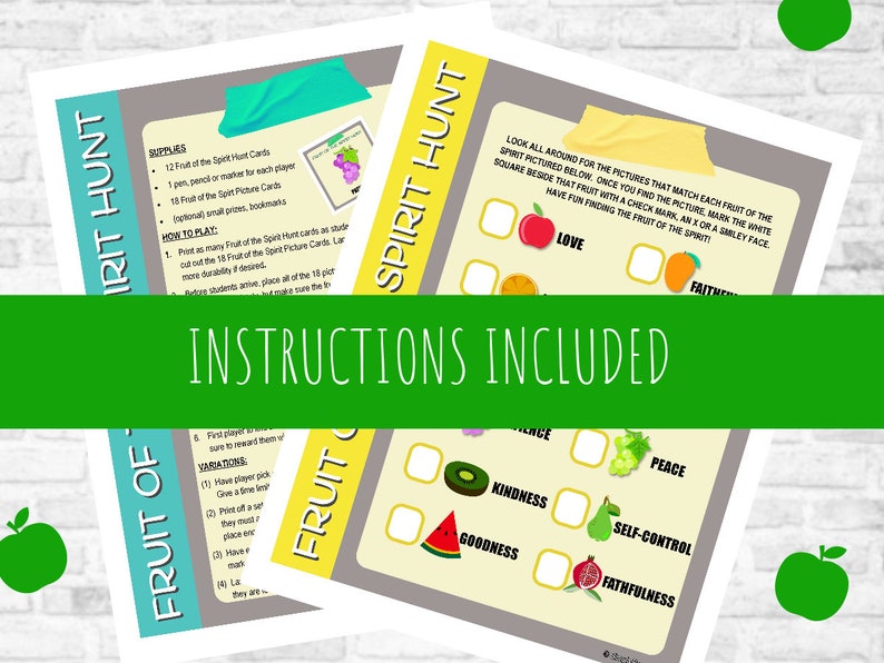 Fruit of the Spirit Hunt: Bible Scavenger Game (printable) VBS Game ...