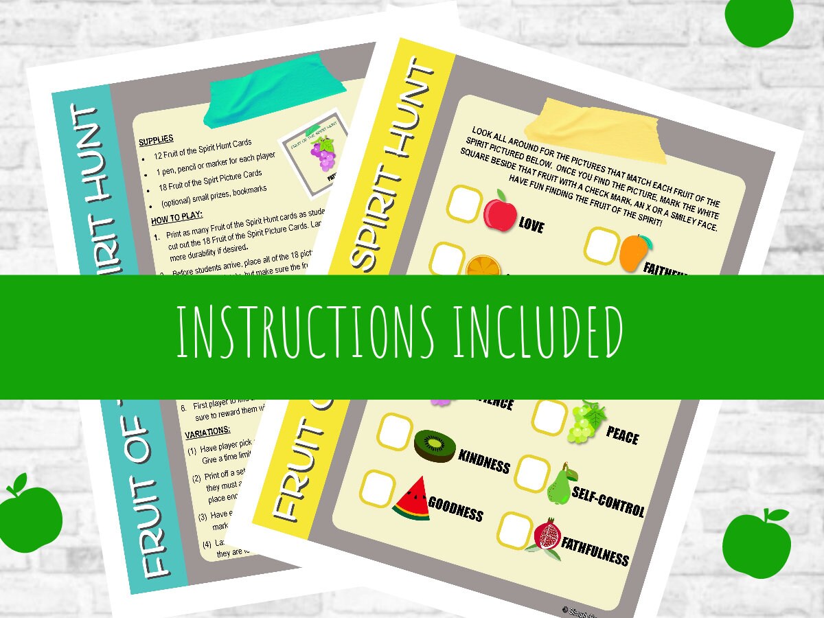 Fruit of the Spirit Hunt: Bible Scavenger Game (printable) VBS Game ...