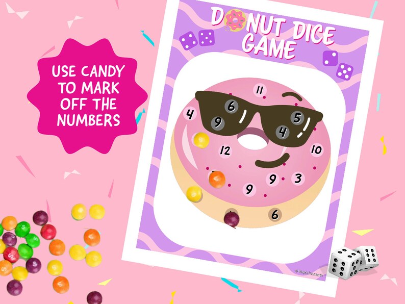 Donut Dice Game: Printable Party Game (digital Download) - Etsy