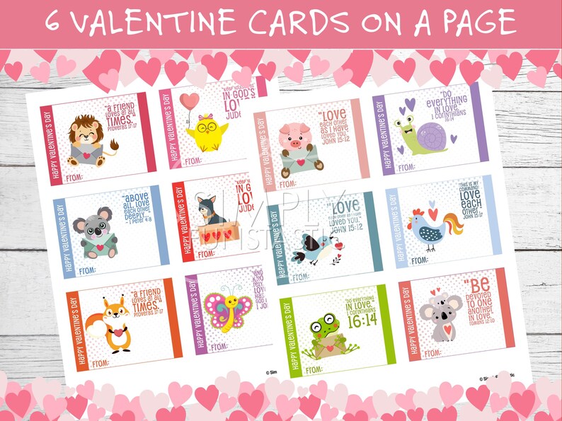 Bible Verse Valentine Cards, Kid’s Valentines Scripture Cards, Cute ...