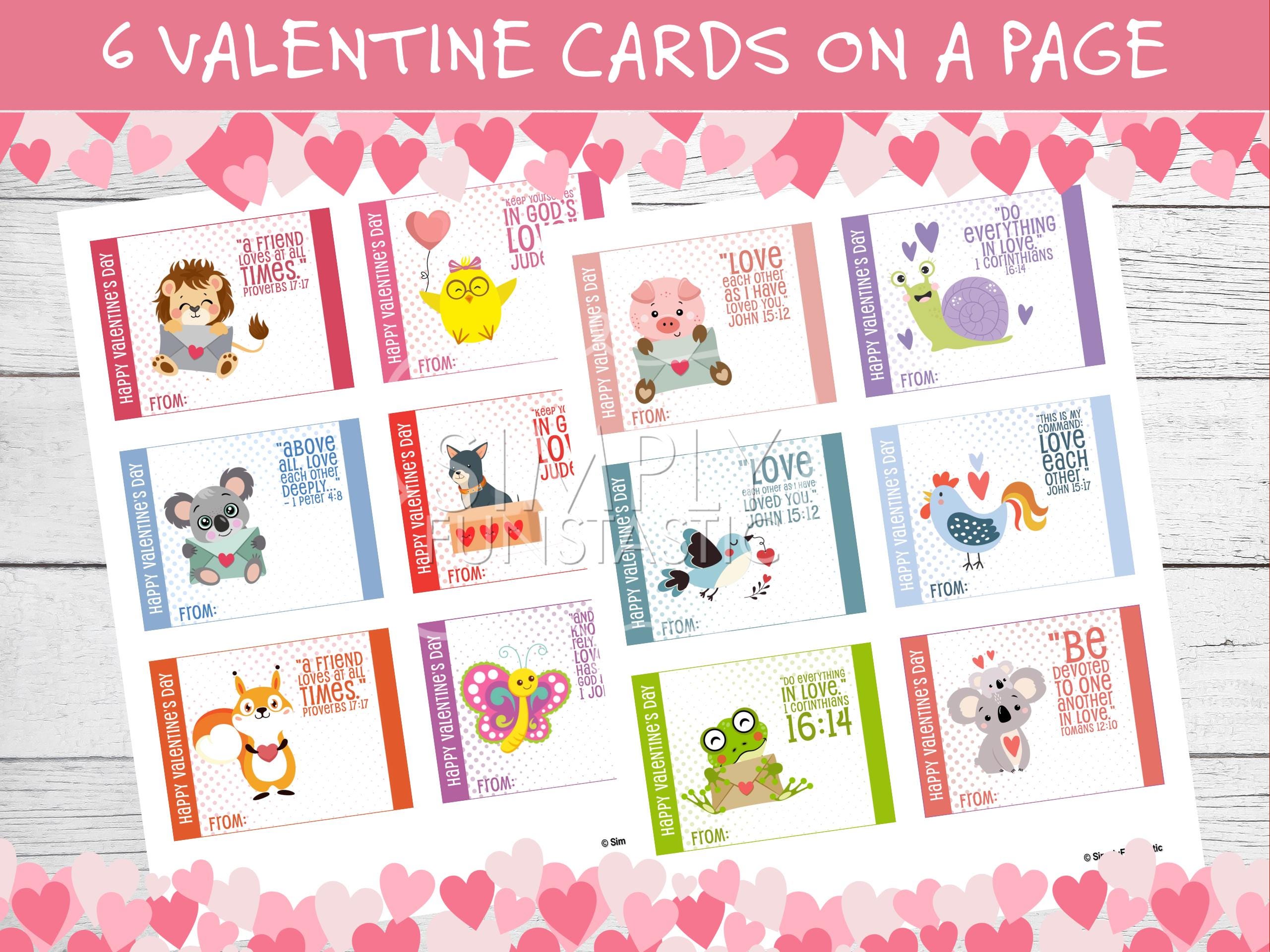 Bible Verse Valentine Cards, Kid’s Valentines Scripture Cards, Cute ...
