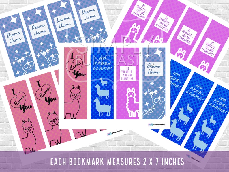 Llama Bookmarks Set of 4 | Llama Printable | 4 Different Designs ...