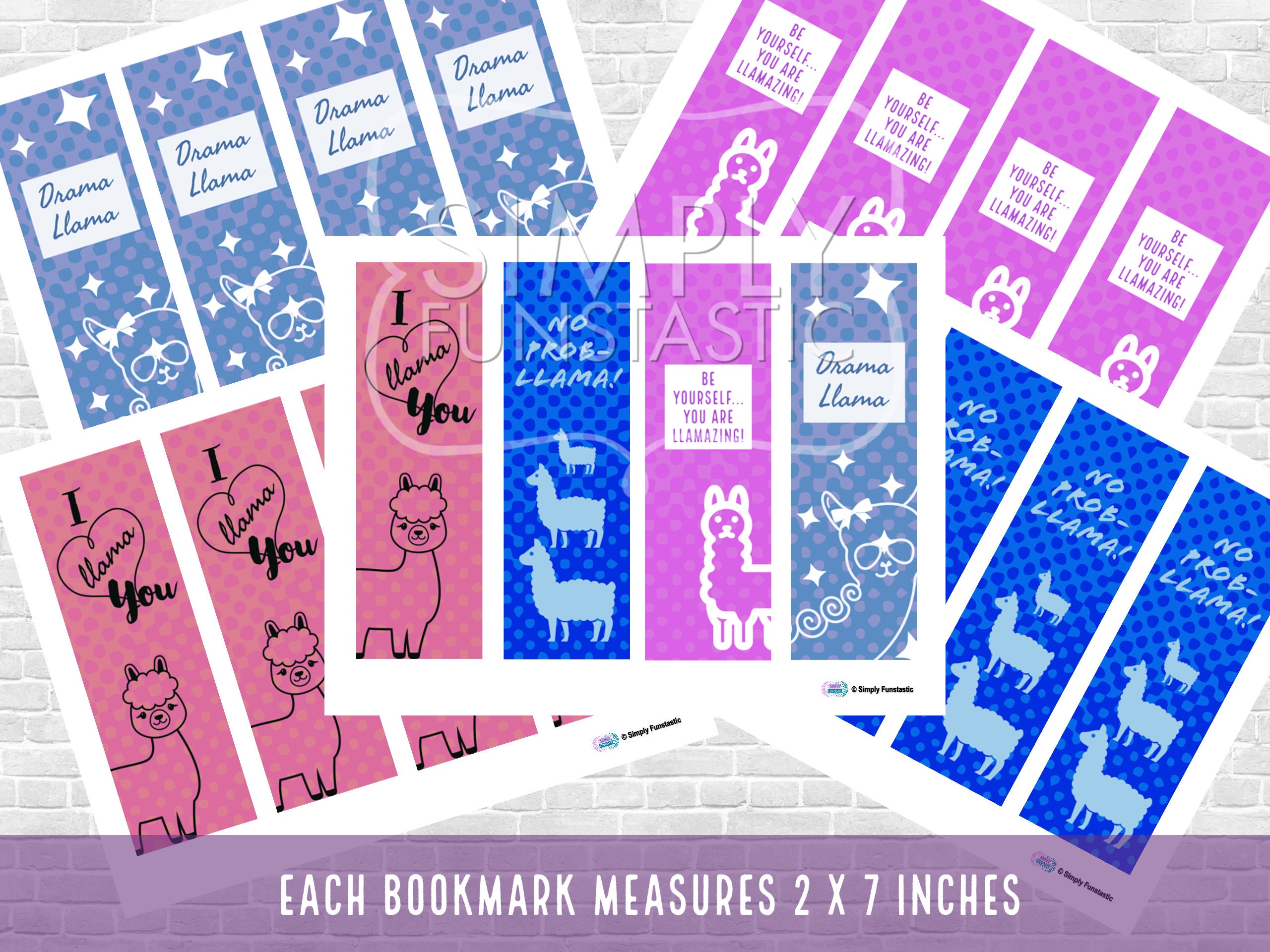 Llama Bookmarks Set of 4 Llama Printable 4 Different Designs Classroom ...