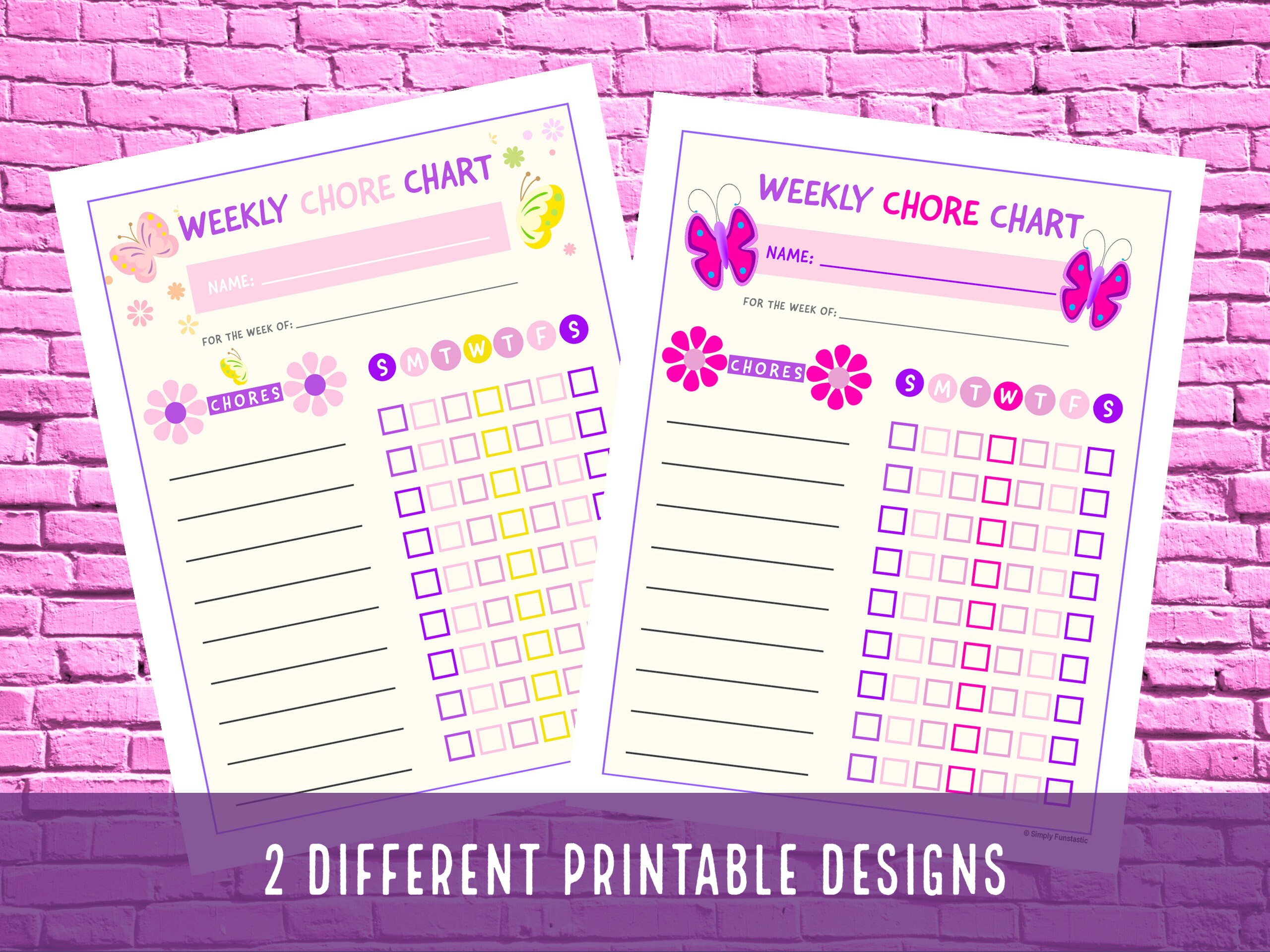 Butterflies Weekly Chore Charts | Instant Download | Printable Daily ...