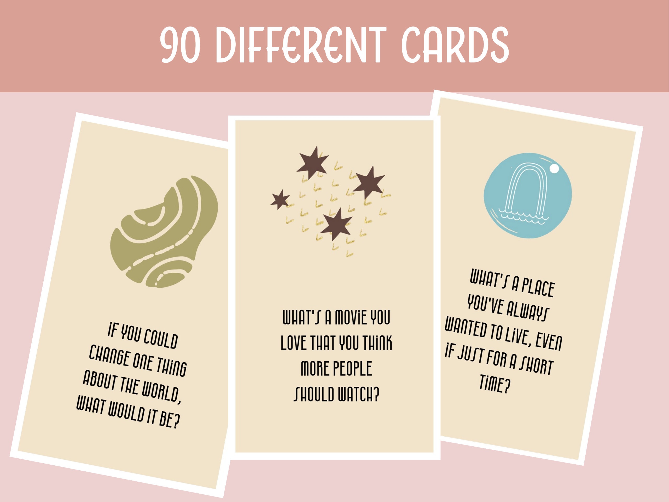 Boho Conversation Starter Cards: 90 Fun Discussion Questions (digital ...