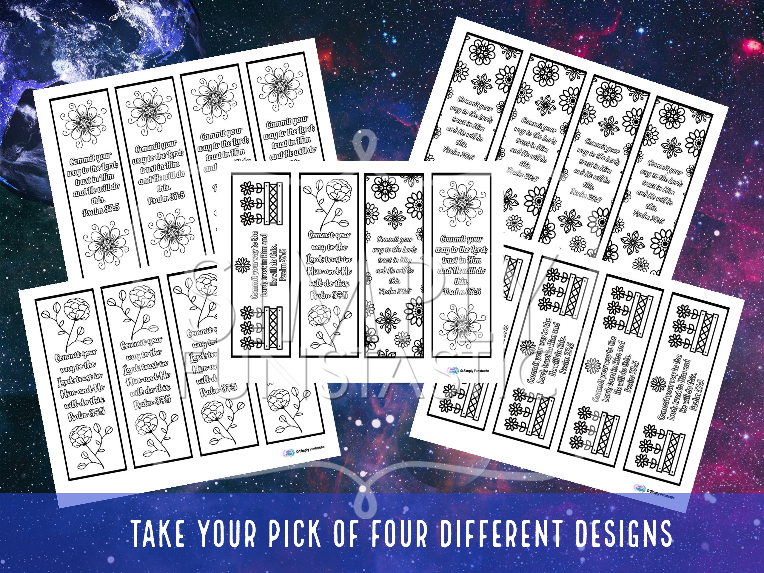 Outer Space Coloring Bookmarks: Reading Theme, Set of 4 (printable ...