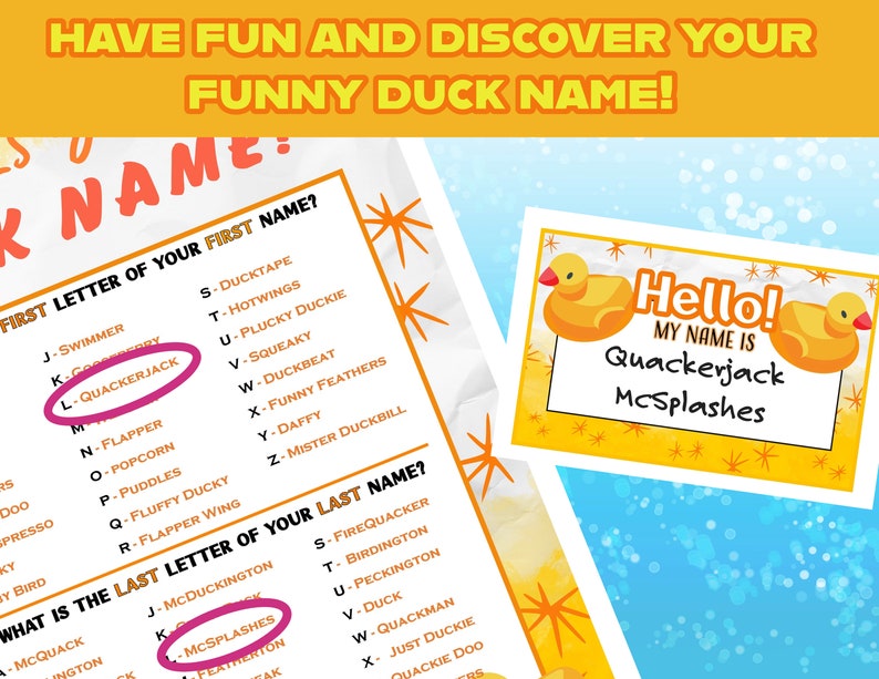 What is Your Duck Name? | Duck Game | Duck Name Tag | Ducky Game ...