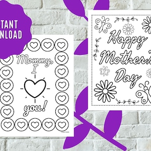 Mother's Day Coloring Pages for Kids: Llama Mama Printable (PDF) - Etsy